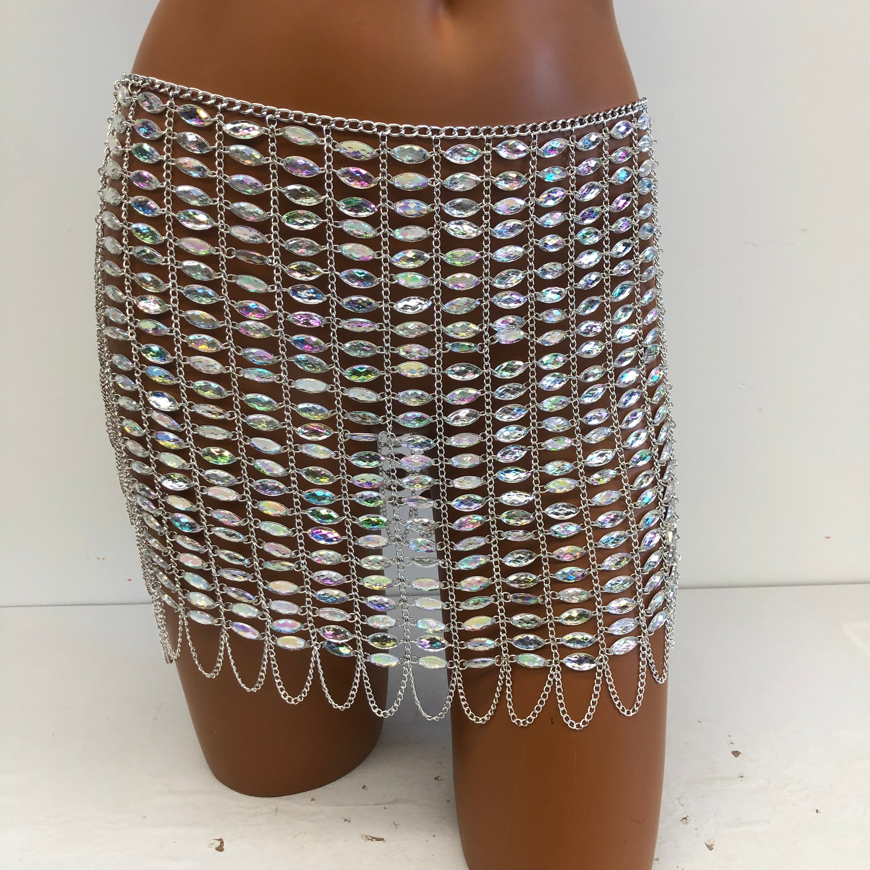 Crystal Body Chain Skirt/body Chain Waist Chain/music Festival Colorful ...