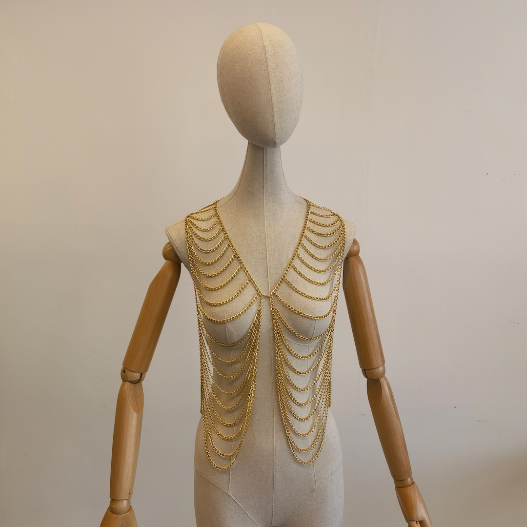 Top Body Chain/bra Chain/silver Chain Bra/full Body Jewelry/bra Jewelry ...