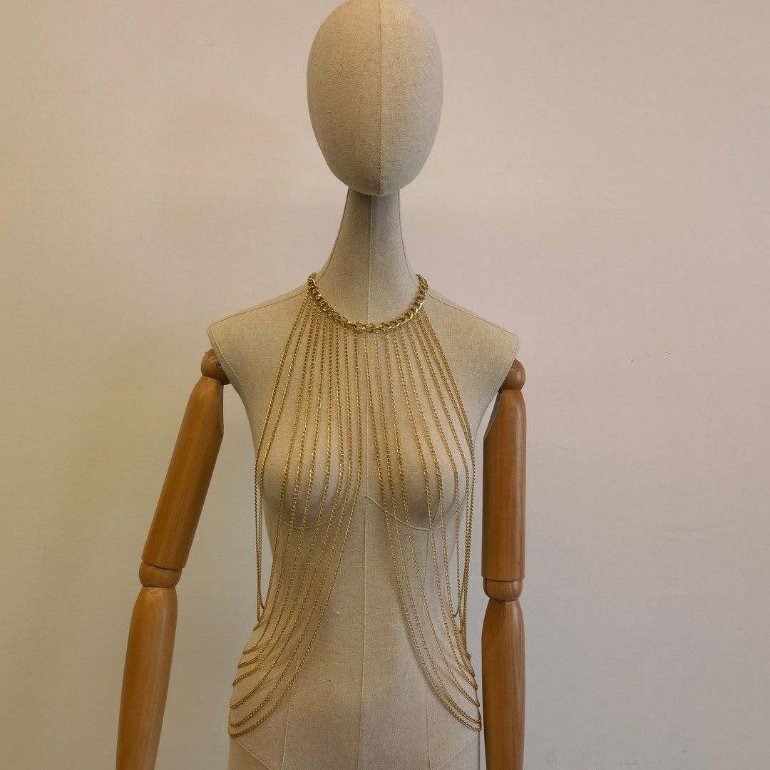 Golden Body Chain Necklace, Layered Chain Necklace, - Etsy