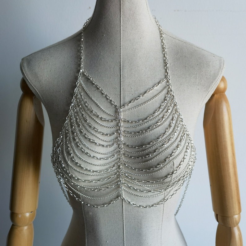 Silver Bra - Metal Multi-layer Bra - Bra Top Body Chain - Holiday Bra ...