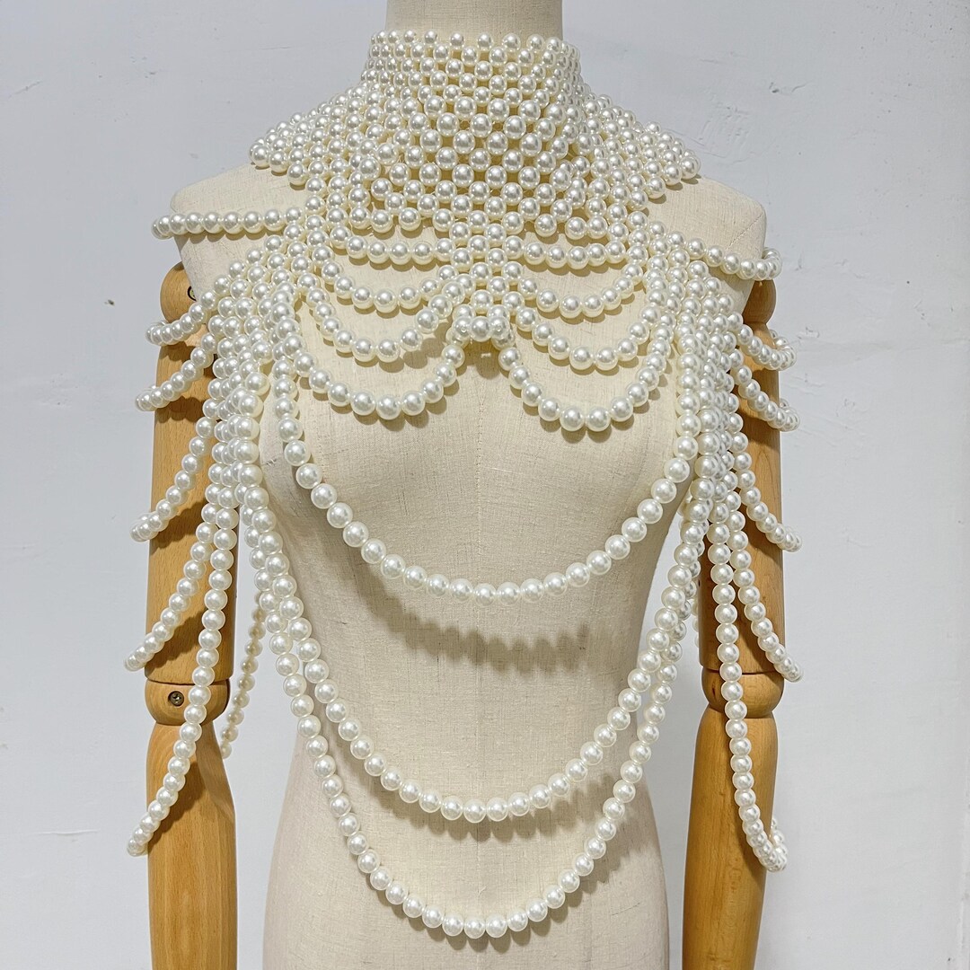 Pearl Body Chain, Bride Body Jewelry, Pearl Body Chain Bra - Etsy