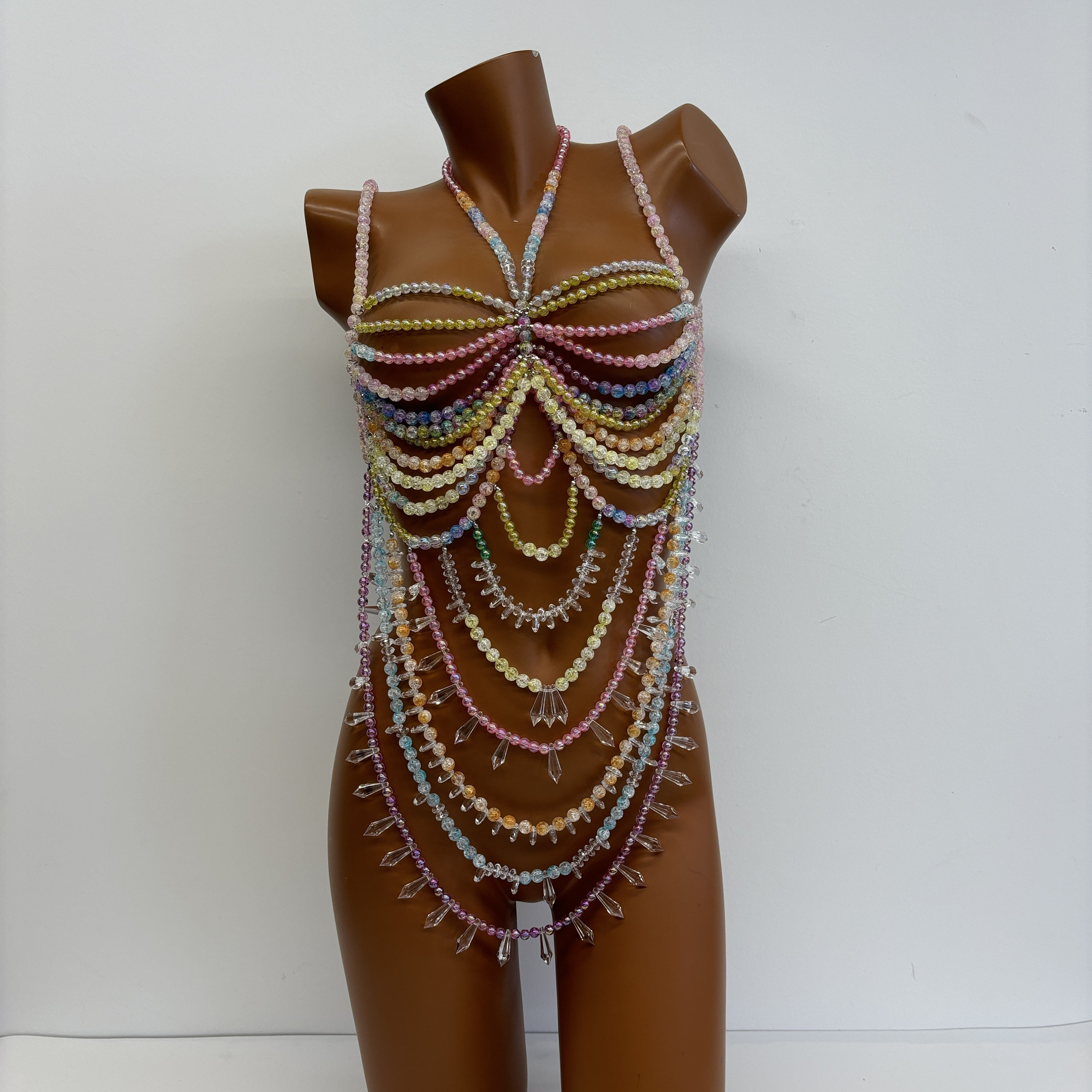 Colorful Crystal Beaded Bra Body Chain Body Jewelry Beach Hippie Holiday Jewelry Etsy