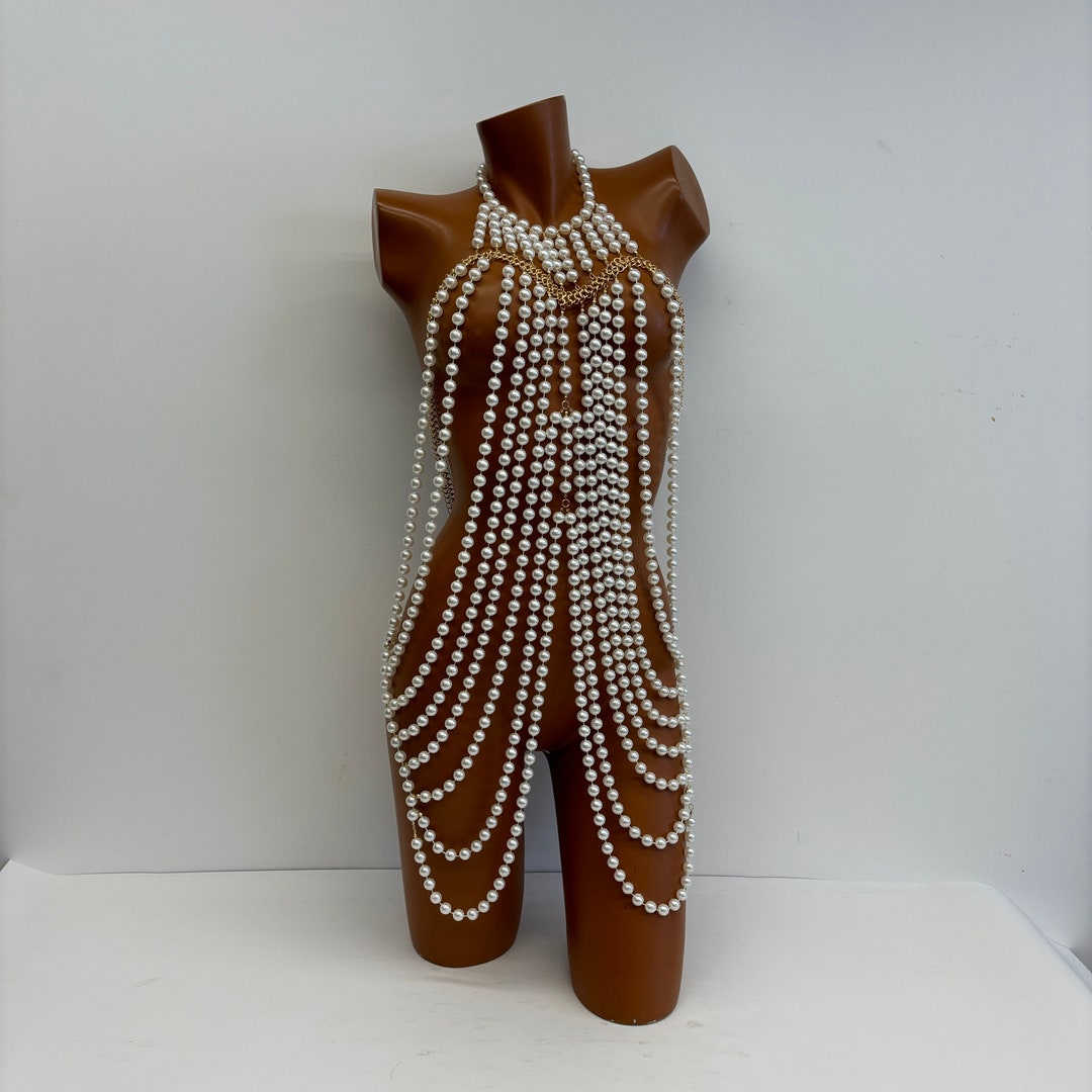 Pearl Body Chain Fashion Pearl Shoulder Necklace Women's, Party ...