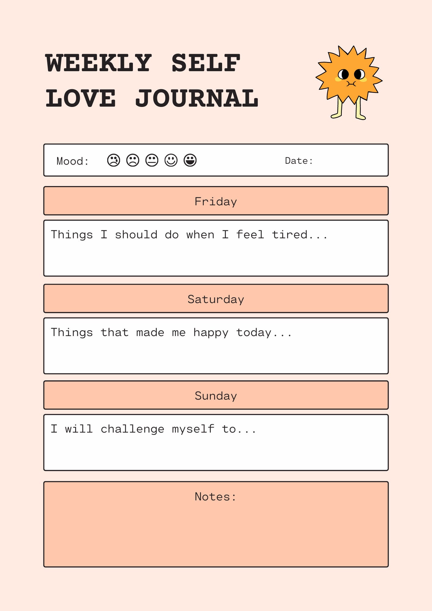 Self-care Planner Printable | Self-love Journal | Mental Health ...