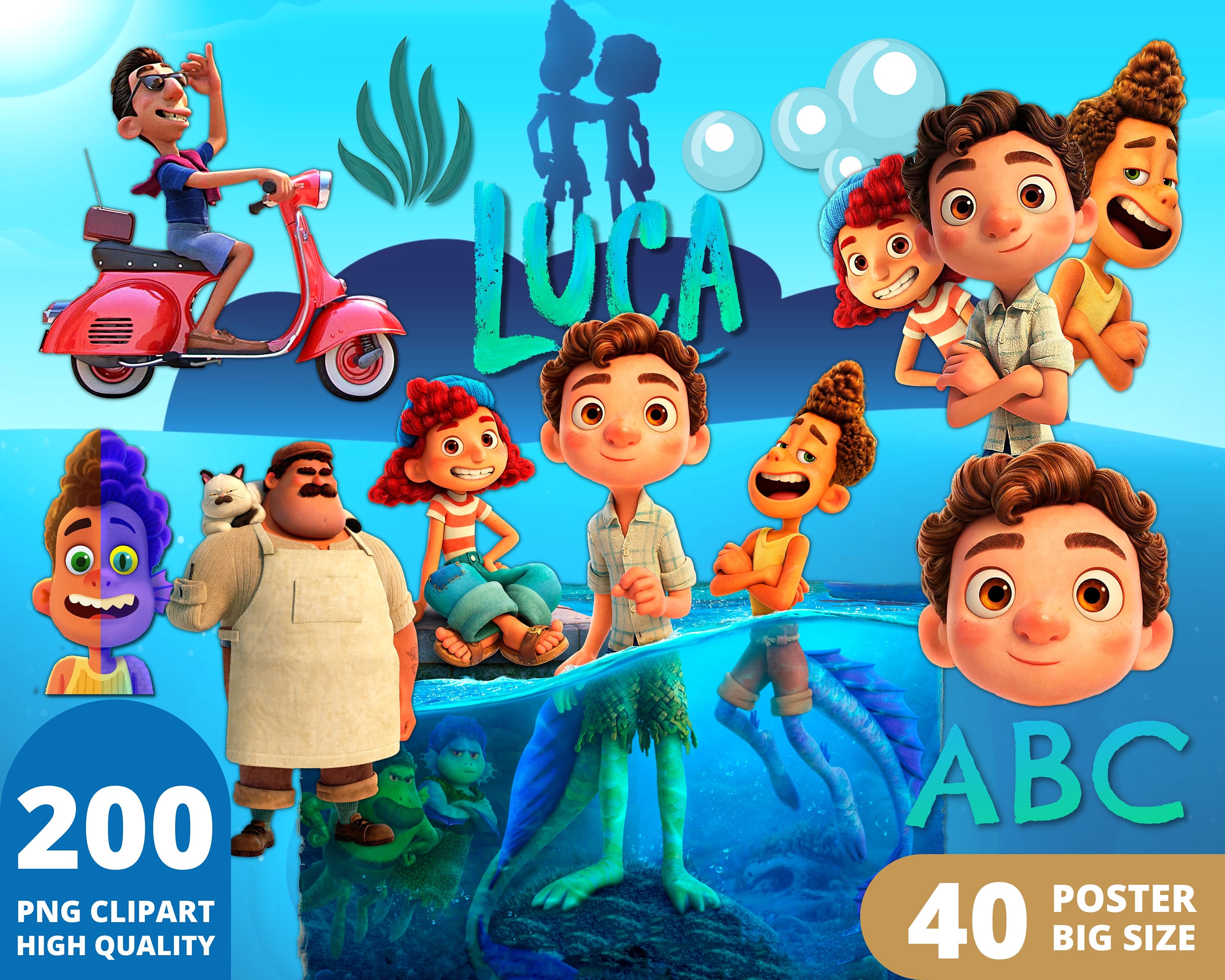 Luca Clipart PNG Luca PNG Bundle Luca Paguro Alberto - Etsy Canada