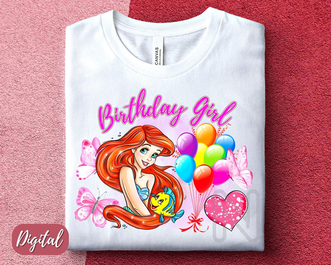 Little Mermaid Sublimation PNG, Birthday Girl Shirt, Mermaid Ariel ...
