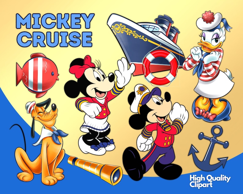 Mickey Cruise Clipart PNG SVG Bundle Sea Cruise Mickey - Etsy