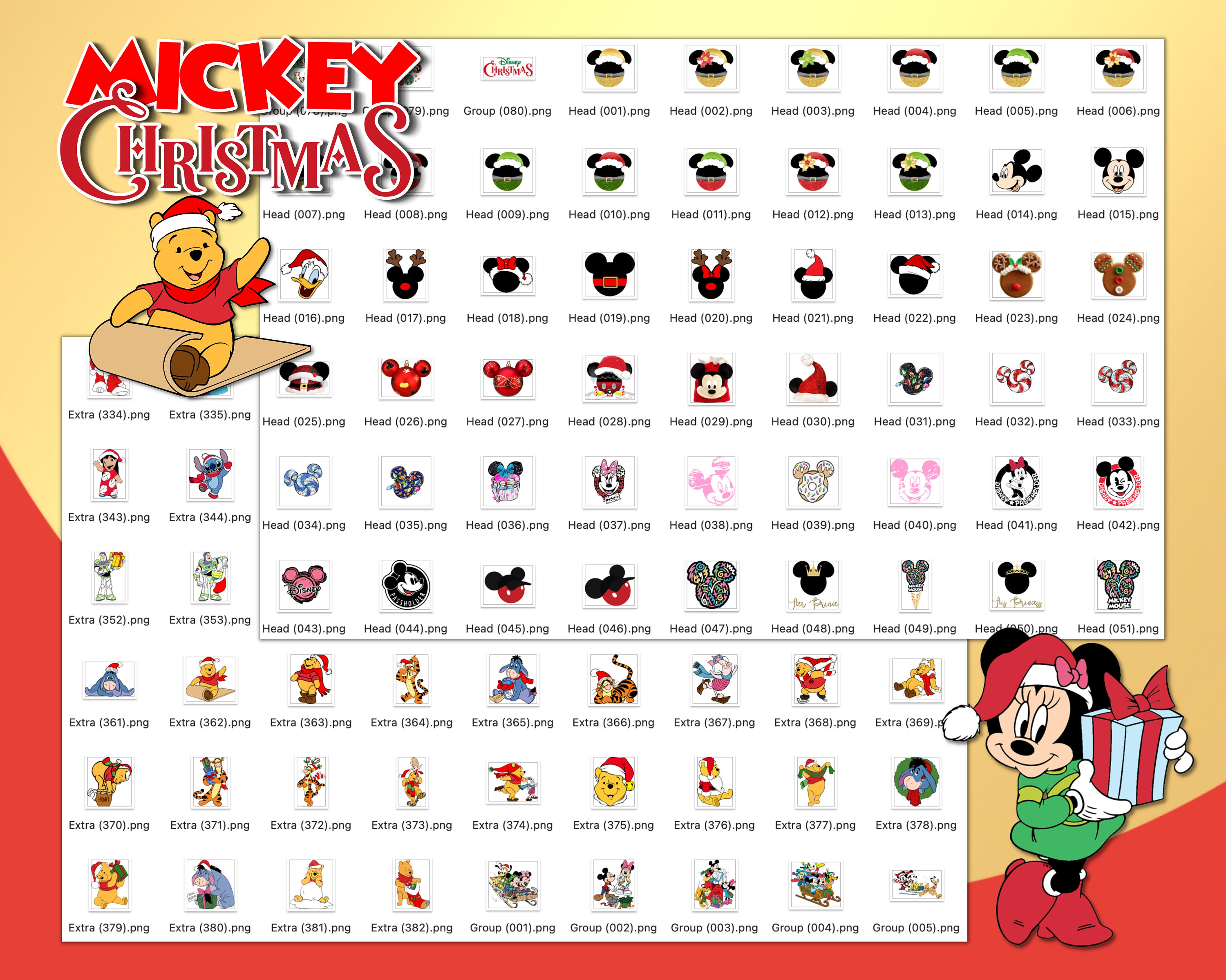 Mickey Christmas Clipart PNG Mickey Mouse Christmasparty - Etsy
