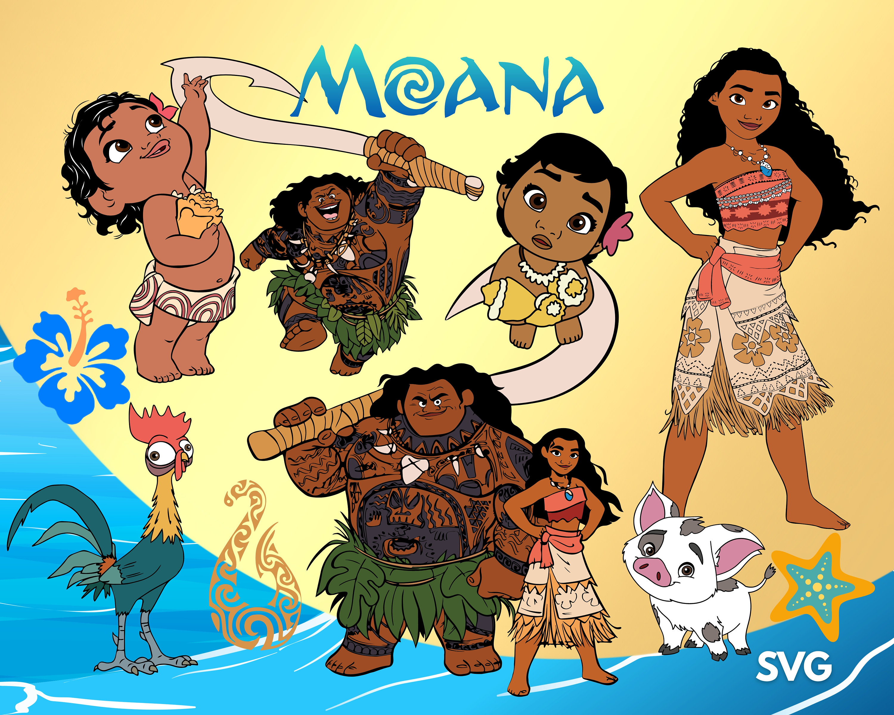 Moana Clipart PNG Moana Layered SVG Princess Moana Birthday - Etsy UK