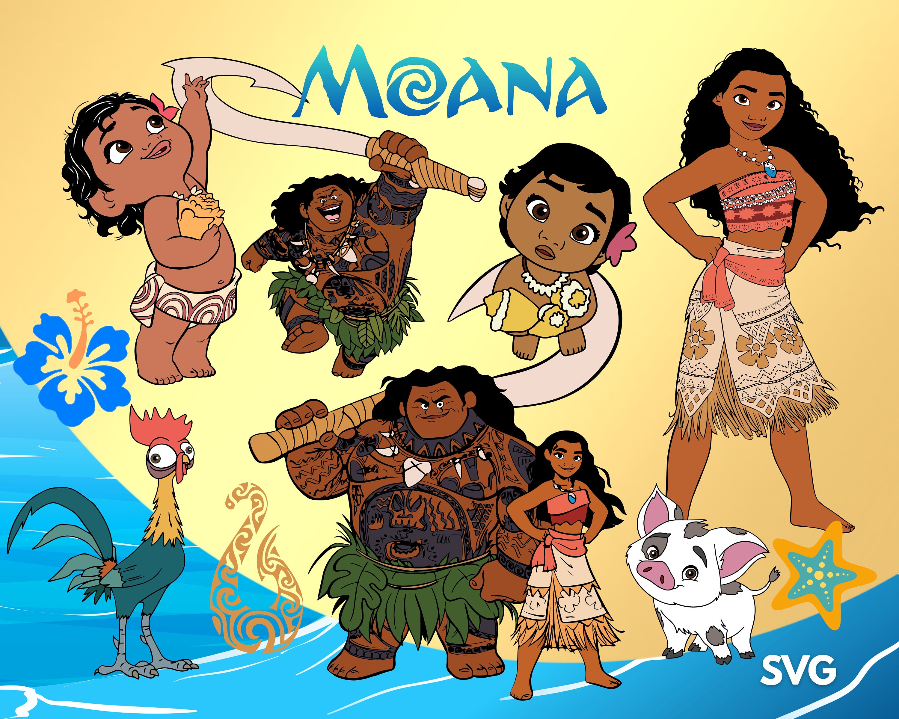 Moana Clipart PNG Moana Layered SVG Princess Moana Birthday - Etsy México