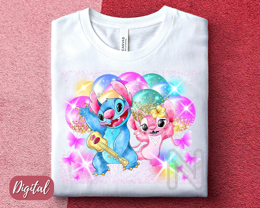 Stitch and Angel Sublimation PNG, Birthday Girl Shirt, Stitch Angel ...