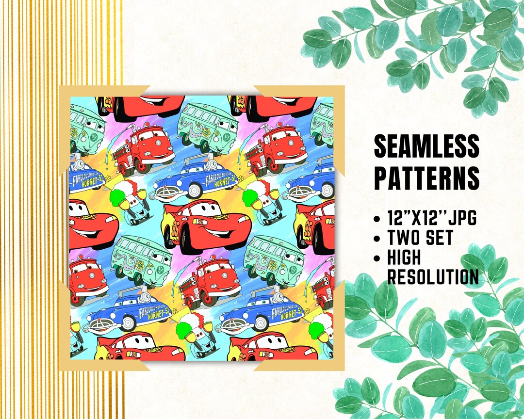 Cars Seamless Papers, Lightning Mcqueen Digital Papers, Birthday Party ...