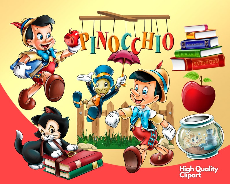 Pinocchio Clipart PNG, Pinocchio SVG, Geppetto Figaro Jiminy Cricket ...
