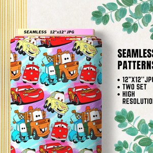 Cars Seamless Papers, Lightning Mcqueen Digital Papers, Birthday Party ...