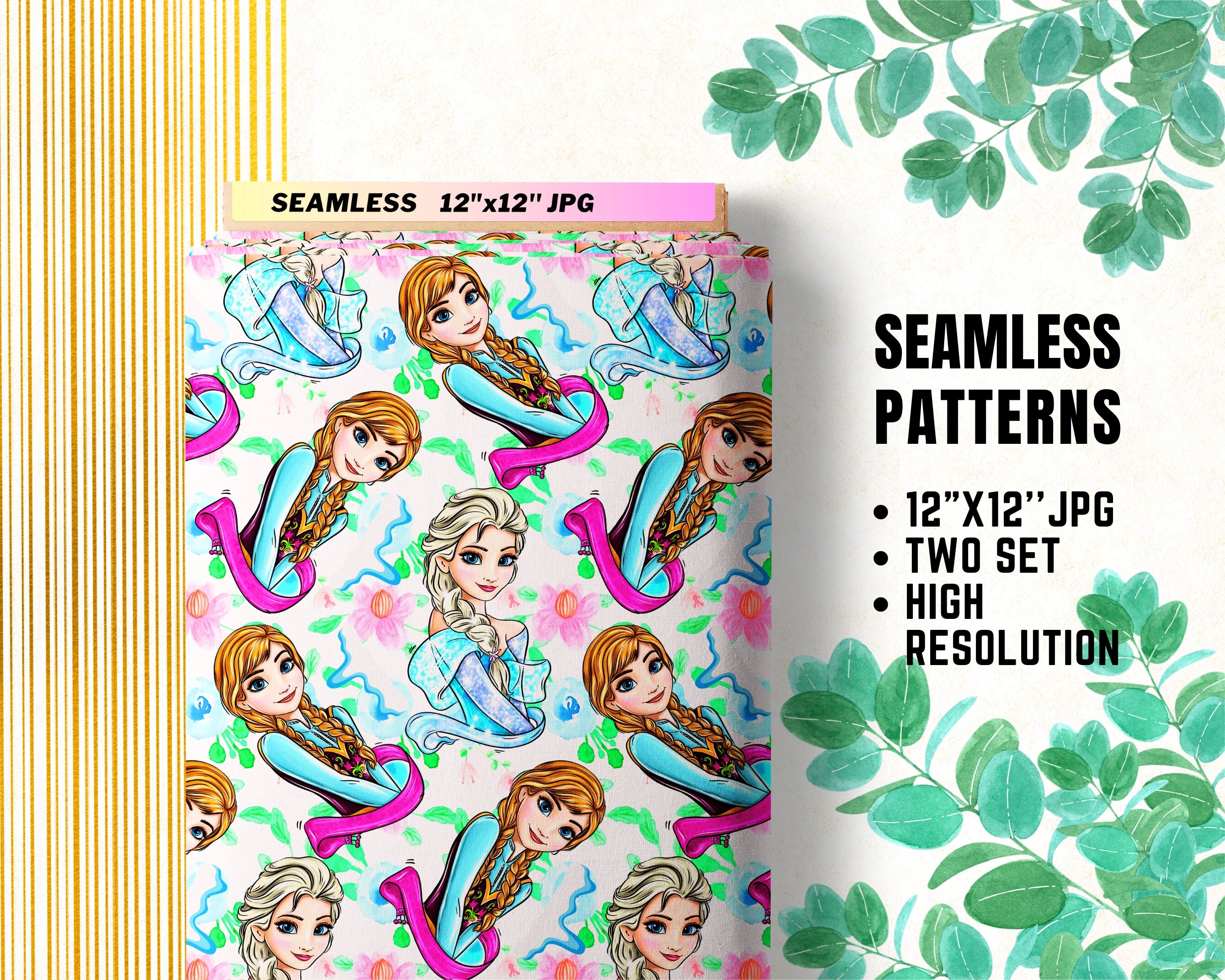 Frozen Seamless Papers, Princess Digital Papers, Princess Frozen, Elsa ...
