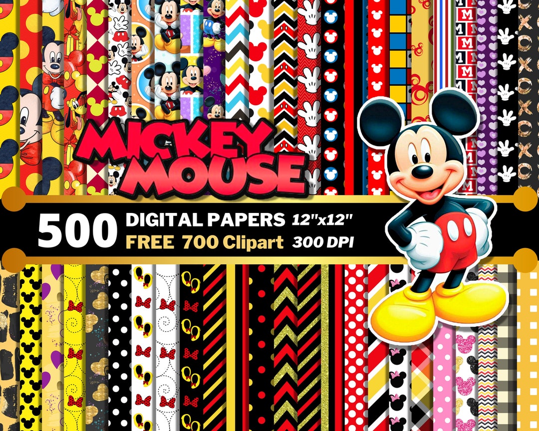 Mickey Mouse Digital Papers, Mickey Mouse & Friends Clipart PNG, Donald ...