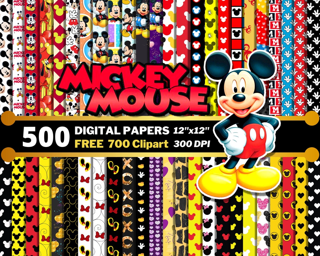 Mickey Mouse Digital Papers, Mickey Mouse & Friends Clipart PNG, Donald ...
