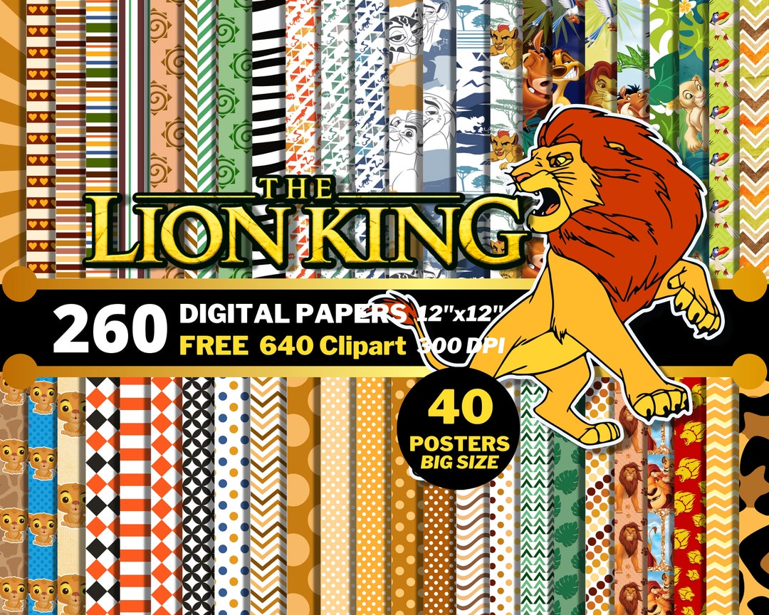 Lion King Digital Papers, Lion King Clipart PNG, Simba Pumbaa timon ...