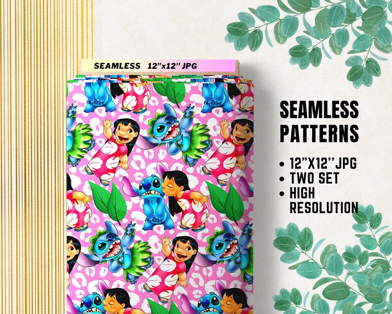 Lilo and Stitch Seamless Papers, Stitch Digital Papers, Birthday ...