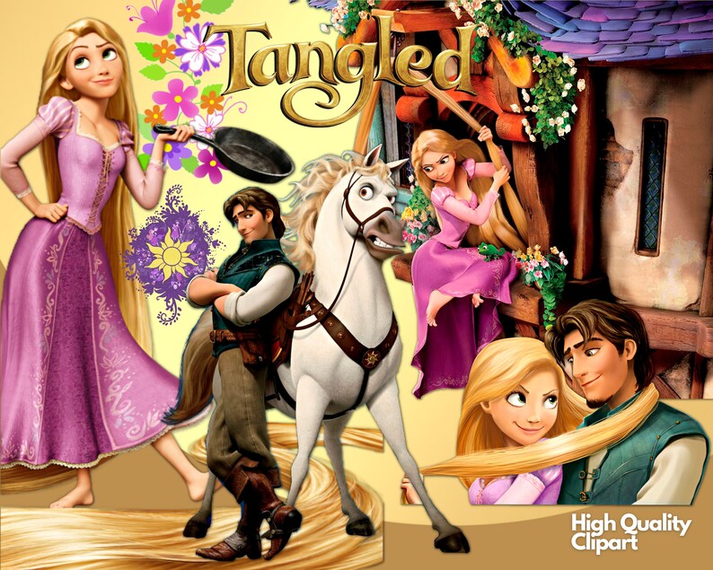 Tangled Clipart PNG, Tangled Layered SVG, Flynn Rider, Rapunzel ...