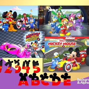 Mickey and Roadster Racers Clipart PNG, Mickey Car Race Font, Mickey ...