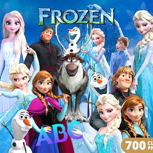 Frozen Digital Papers, Princess Frozen Clipart PNG, Elsa, Anna, Olaf ...