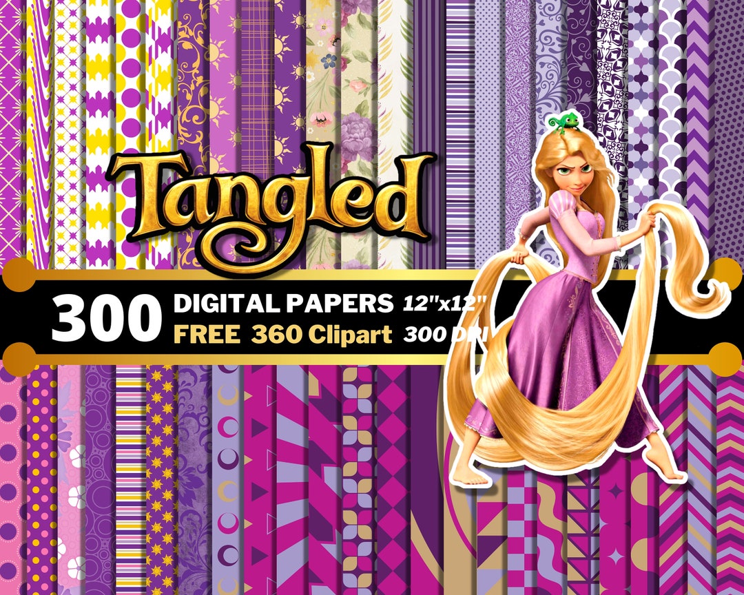 Tangled Digital Papers, Tangled Clipart PNG, Princess Rapunzel, Flynn ...