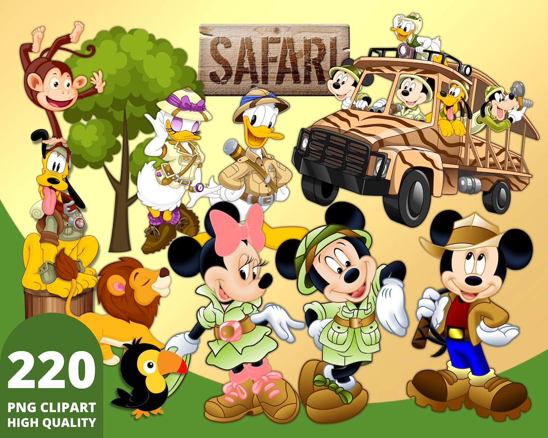 Mickey Safari Clipart PNG, Safari Mickey PNG, Jungle Mickey Stickers ...