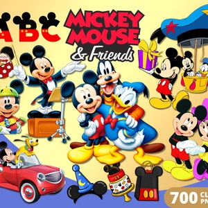 Mickey Mouse Digital Papers, Mickey Mouse & Friends Clipart PNG, Donald ...