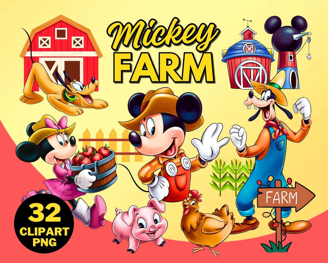 Mickey Farm Clipart PNG, Mickey Farm Theme, Mickey and Friends, Daisy ...