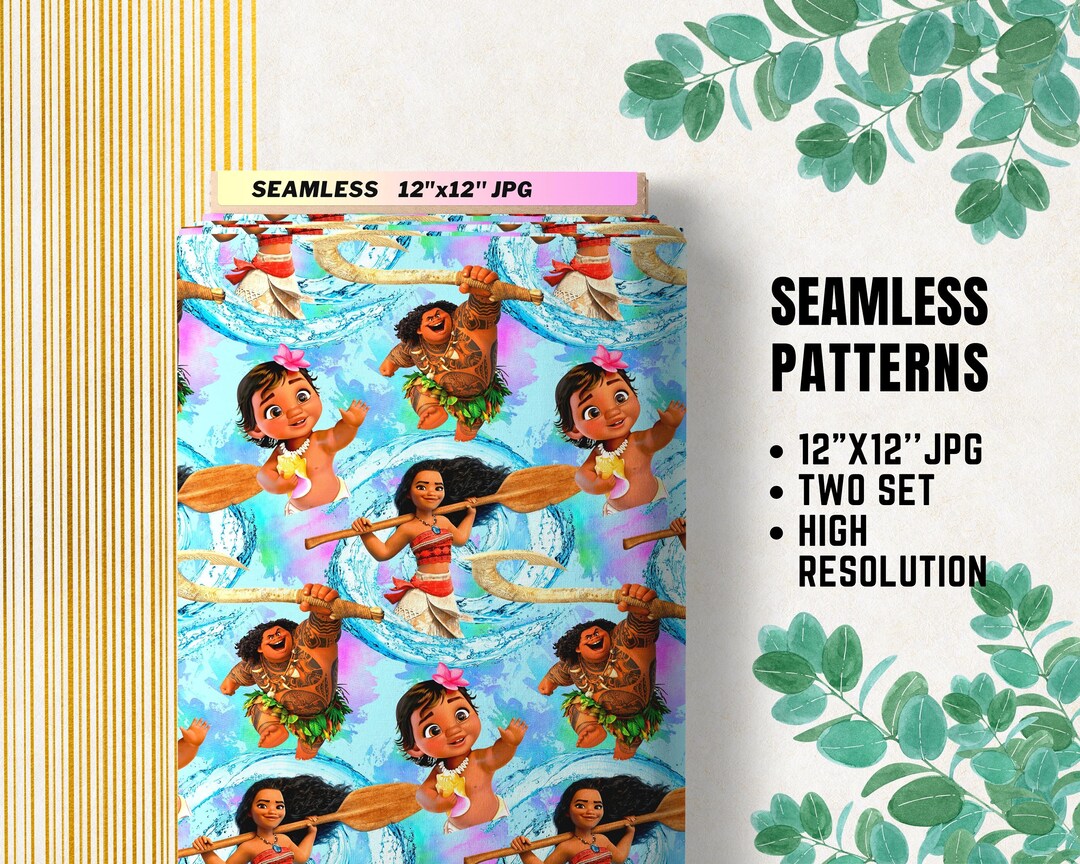 Moana Seamless Papers, Moana Digital Papers, Birthday Gift Wrapping ...