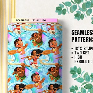 Moana Seamless Papers, Moana Digital Papers, Birthday Gift Wrapping ...