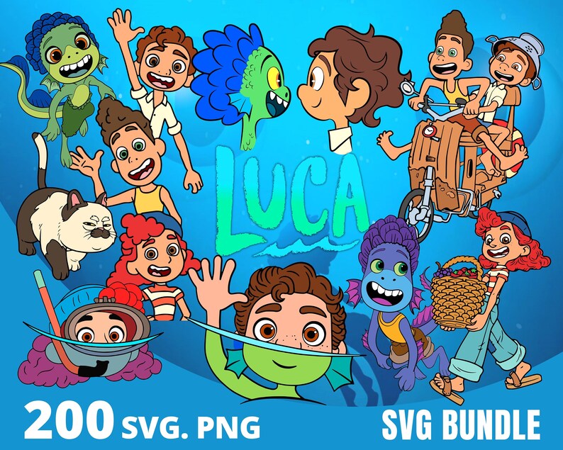 Luca SVG Bundle Luca Clipart PNG Luca Paguro Alberto - Etsy Canada