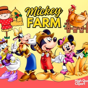 Mickey Farm Clipart PNG, Mickey Farm Theme, Mickey and Friends, Daisy ...