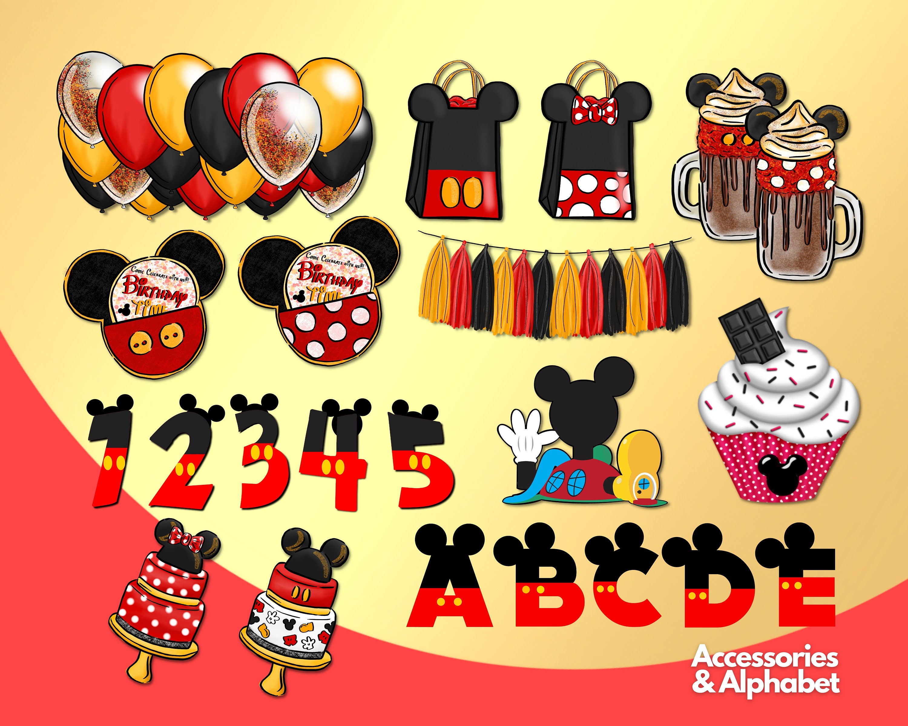 Mickey Mouse & Friends Clipart PNG Mickey Mouse Layered SVG - Etsy Canada
