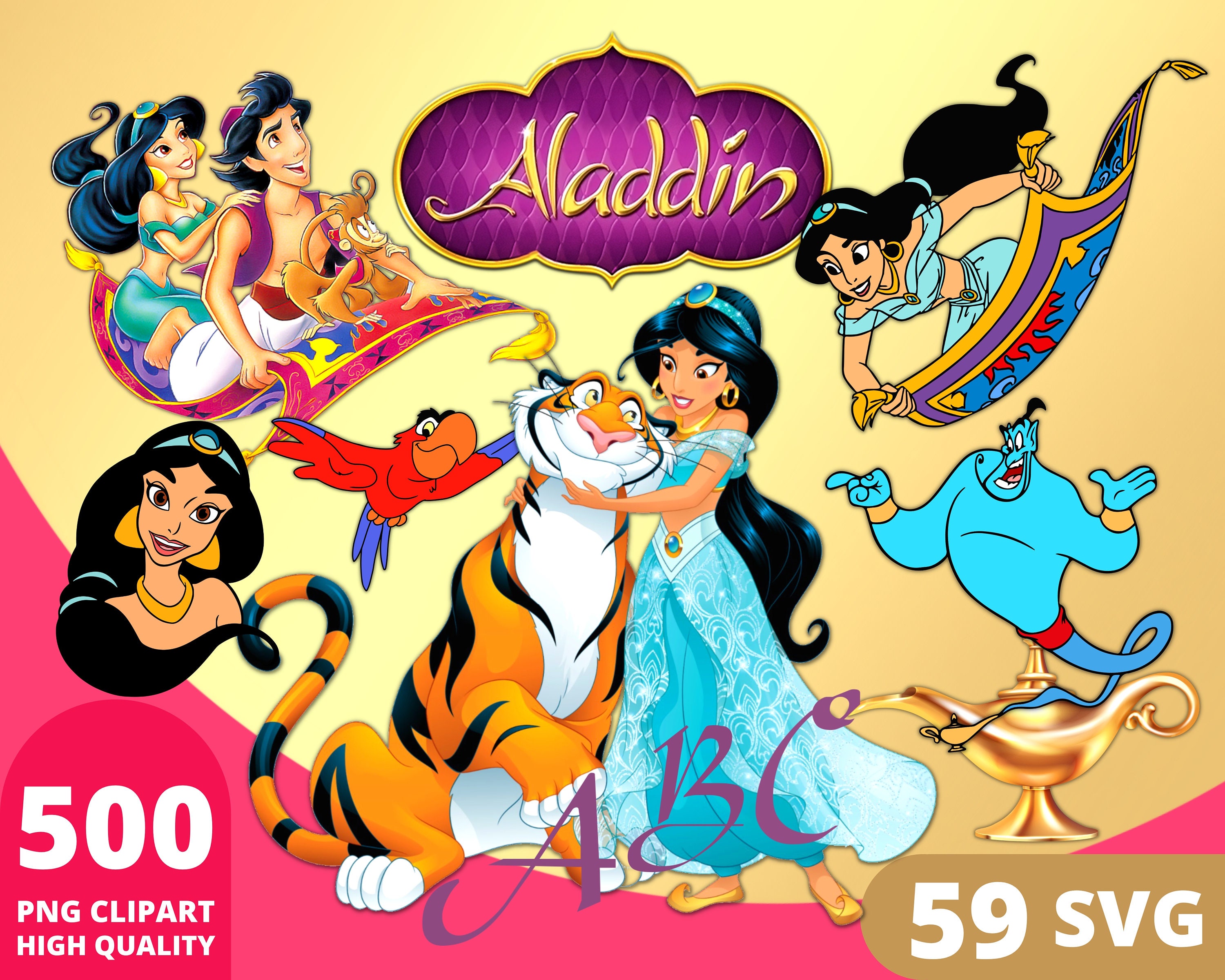 Aladdin Clipart PNG, Jasmine SVG, Princess Jasmine Illustration ...
