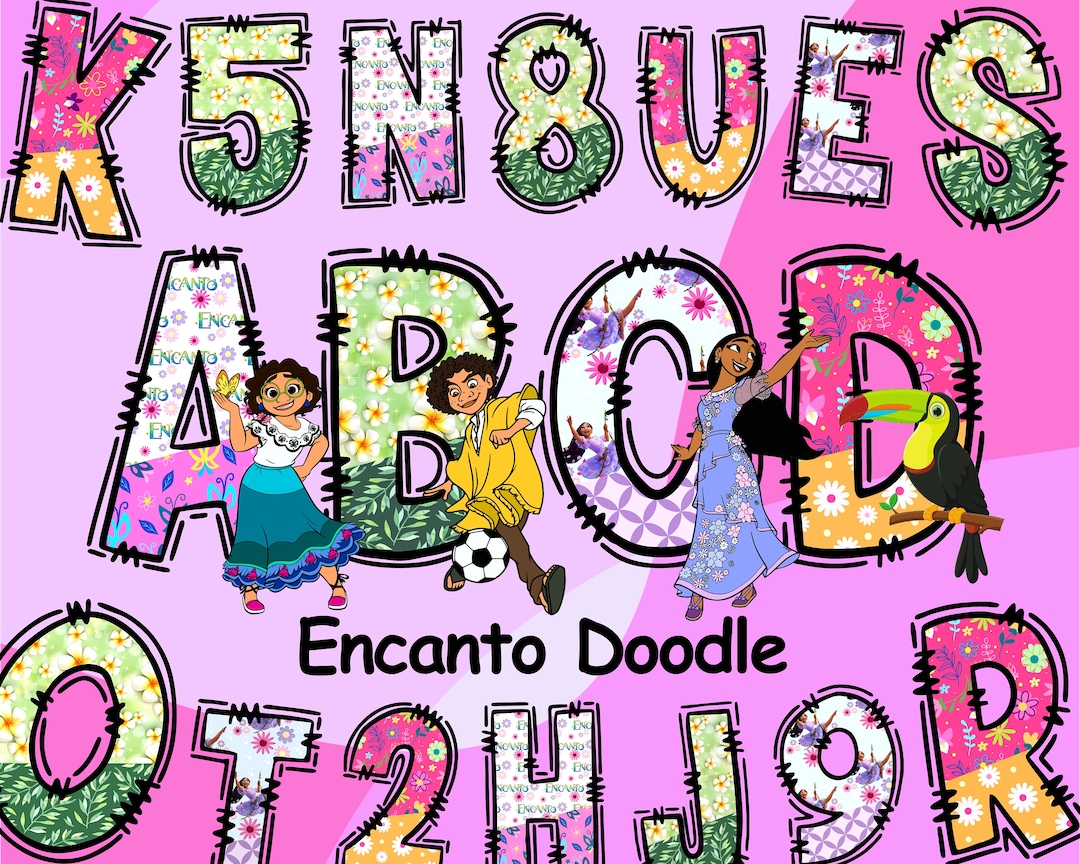Encanto Doodle Alphabet, Mirabel Doodle Letters, Encanto Alphabet Font ...