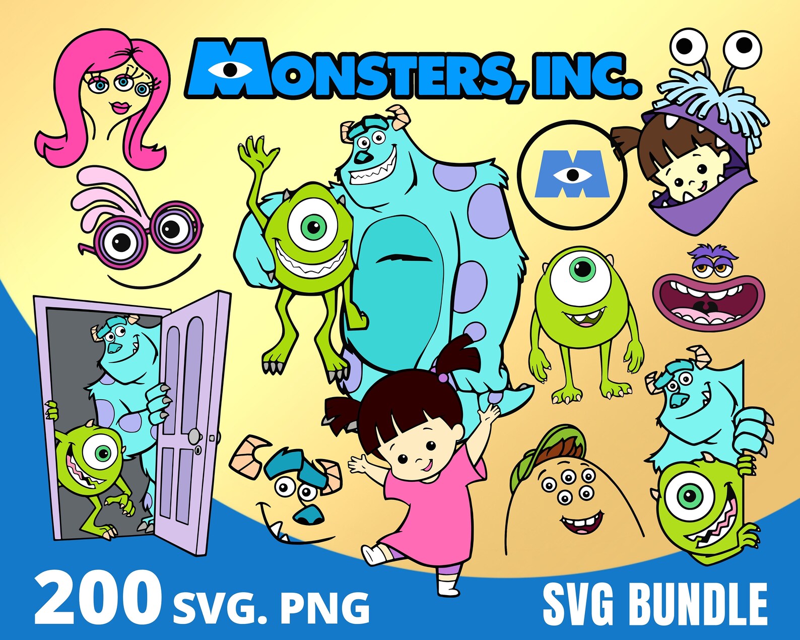 Monsters SVG Bundle, Monsters Clipart PNG, Monsters Birthday Cut Files ...