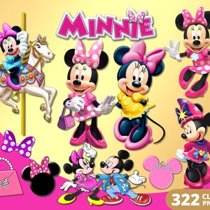 Minnie Mouse Pink Digital Papers, Minnie Mouse Clipart PNG, Gifts ...
