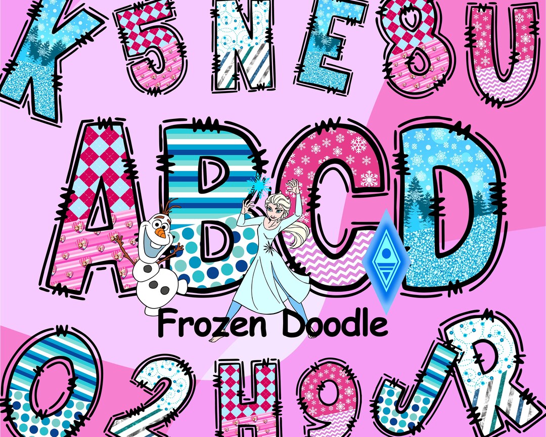 Frozen Doodle Alphabet, Frozen Character Alphabet, Princess Frozen Elsa ...