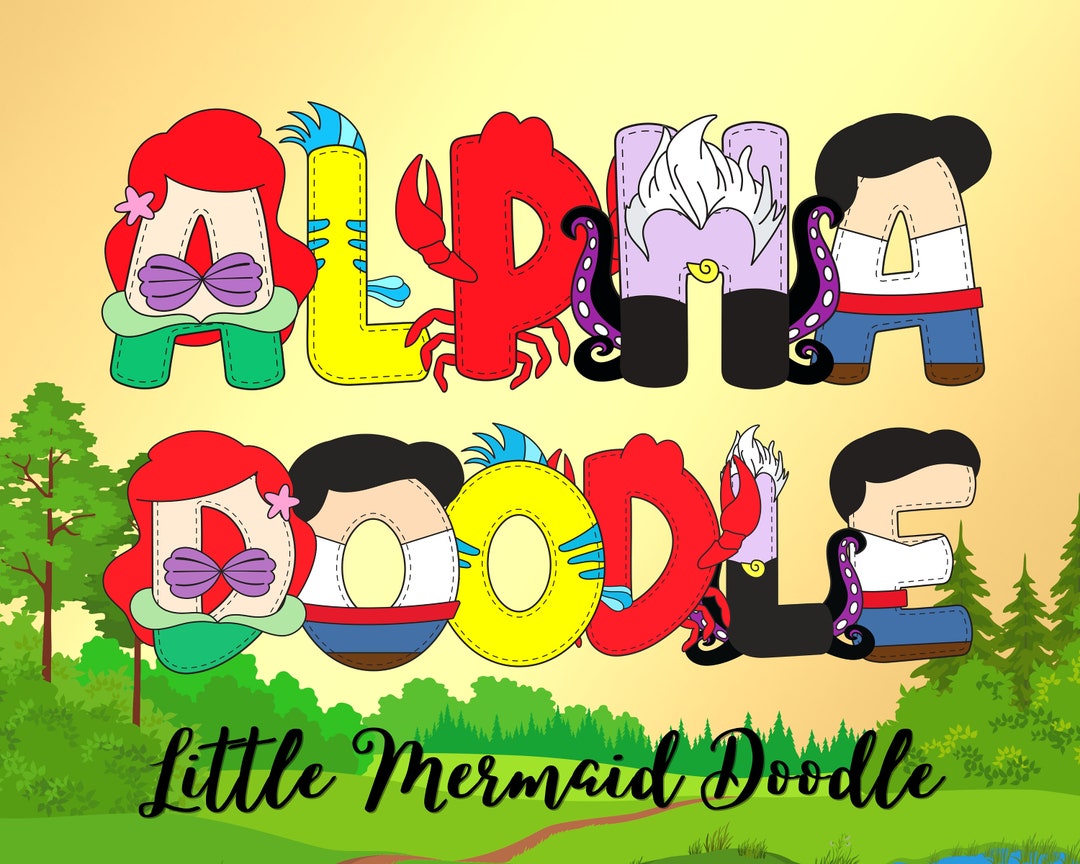 Little Mermaid Doodle Alphabet Mermaid Doodle Letters - Etsy UK