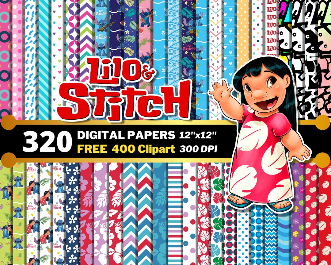 Lilo and Stitch Digital Papers, Stitch Clipart PNG, Stitch Valentines ...