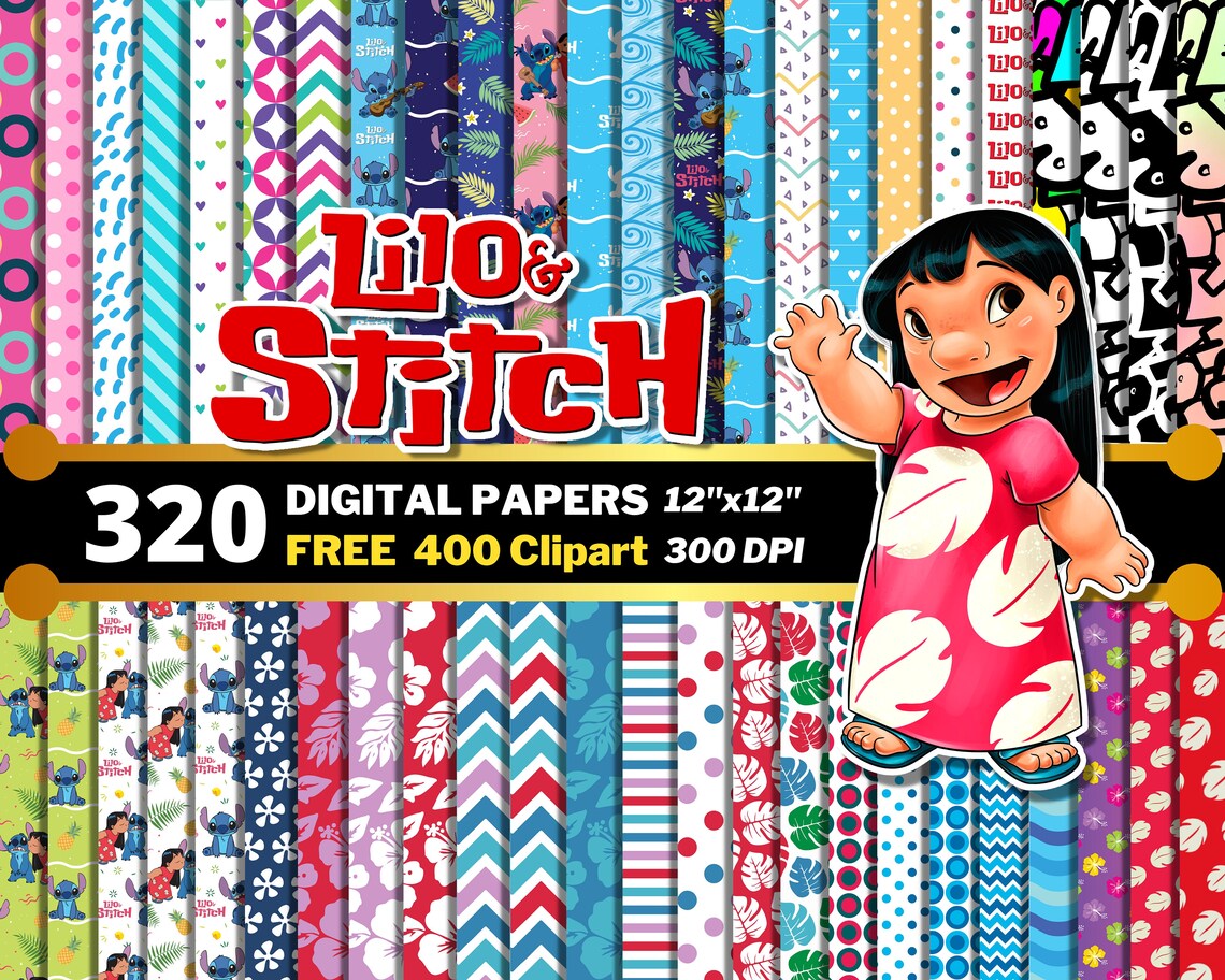 Lilo and Stitch Digital Papers Stitch Clipart PNG Stitch - Etsy UK