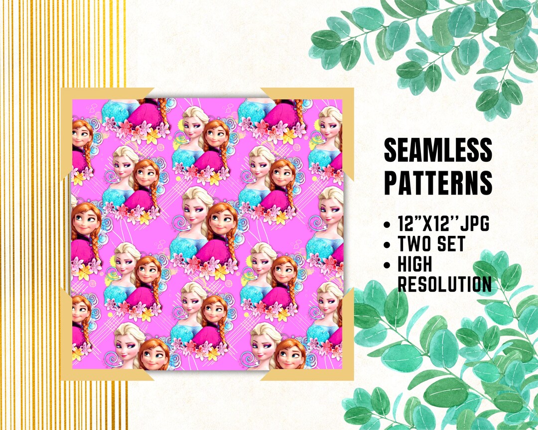 Frozen Seamless Papers, Princess Digital Papers, Princess Frozen, Elsa ...