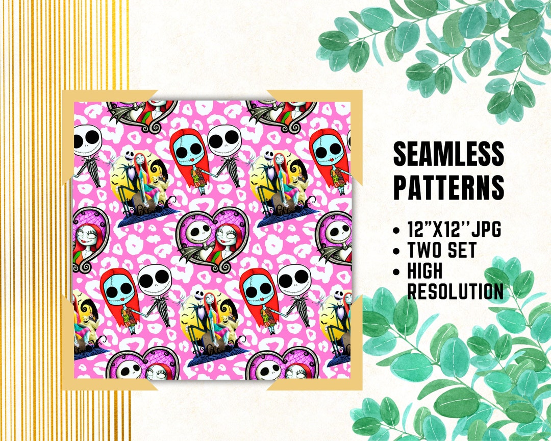 Nightmare Before Christmas Seamless Papers, Jack and Sally, Skeleton ...