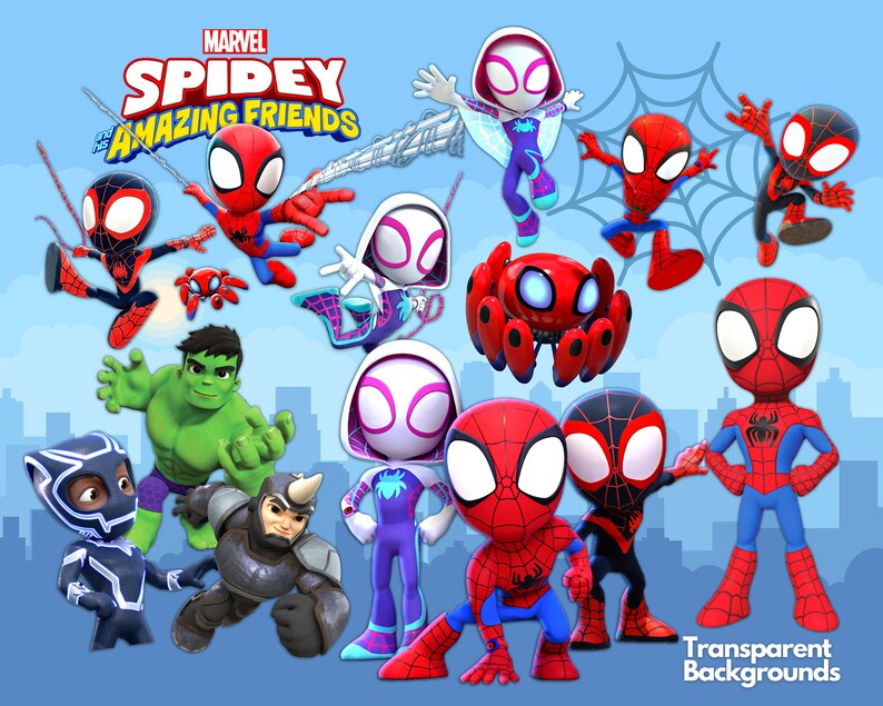 Spidey and his Amazing Friends Clipart PNG Spidey Superhero - Etsy México