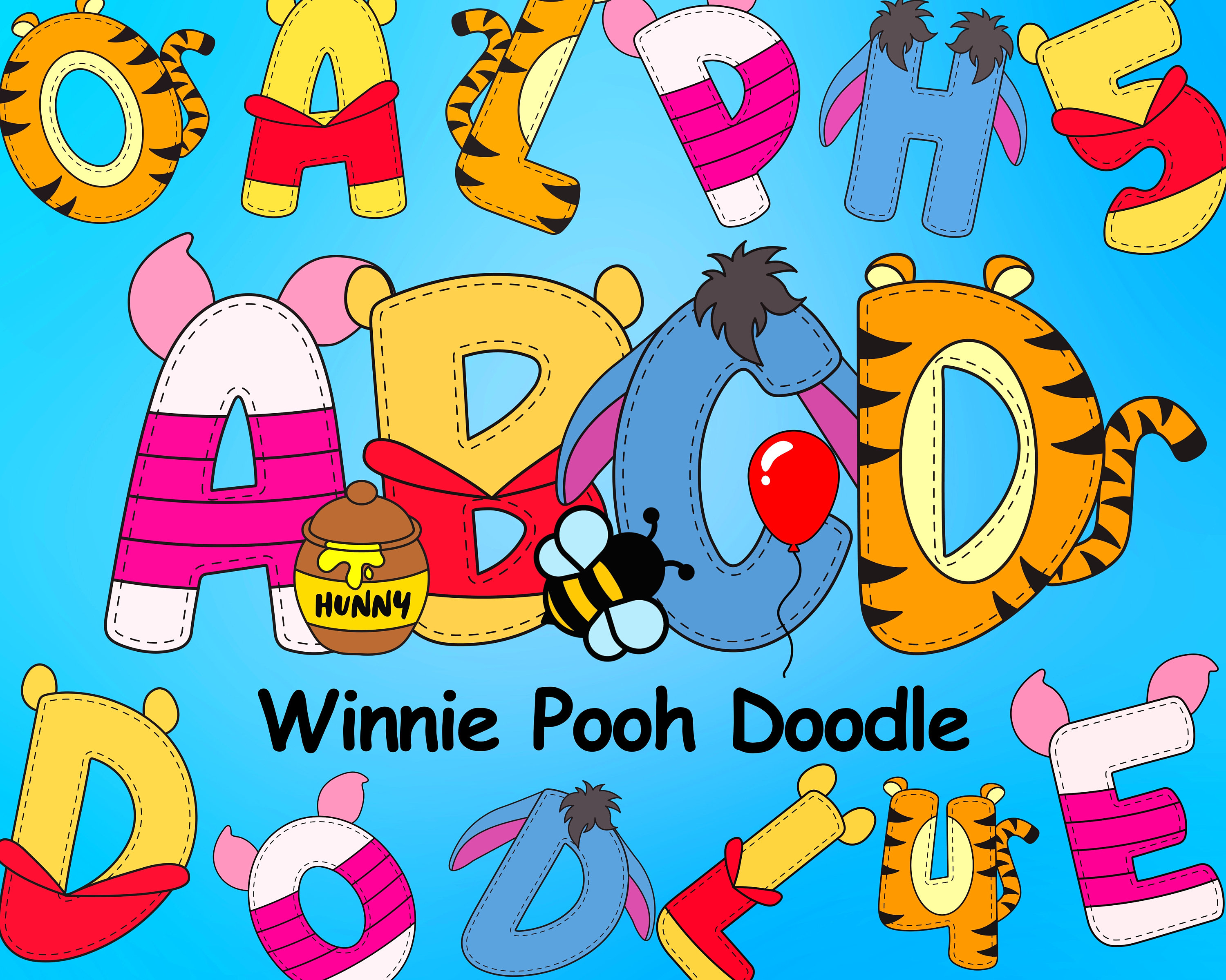 Alfabeto de Winnie the Pooh, alfabeto del oso Pooh, letras de Tigger ...