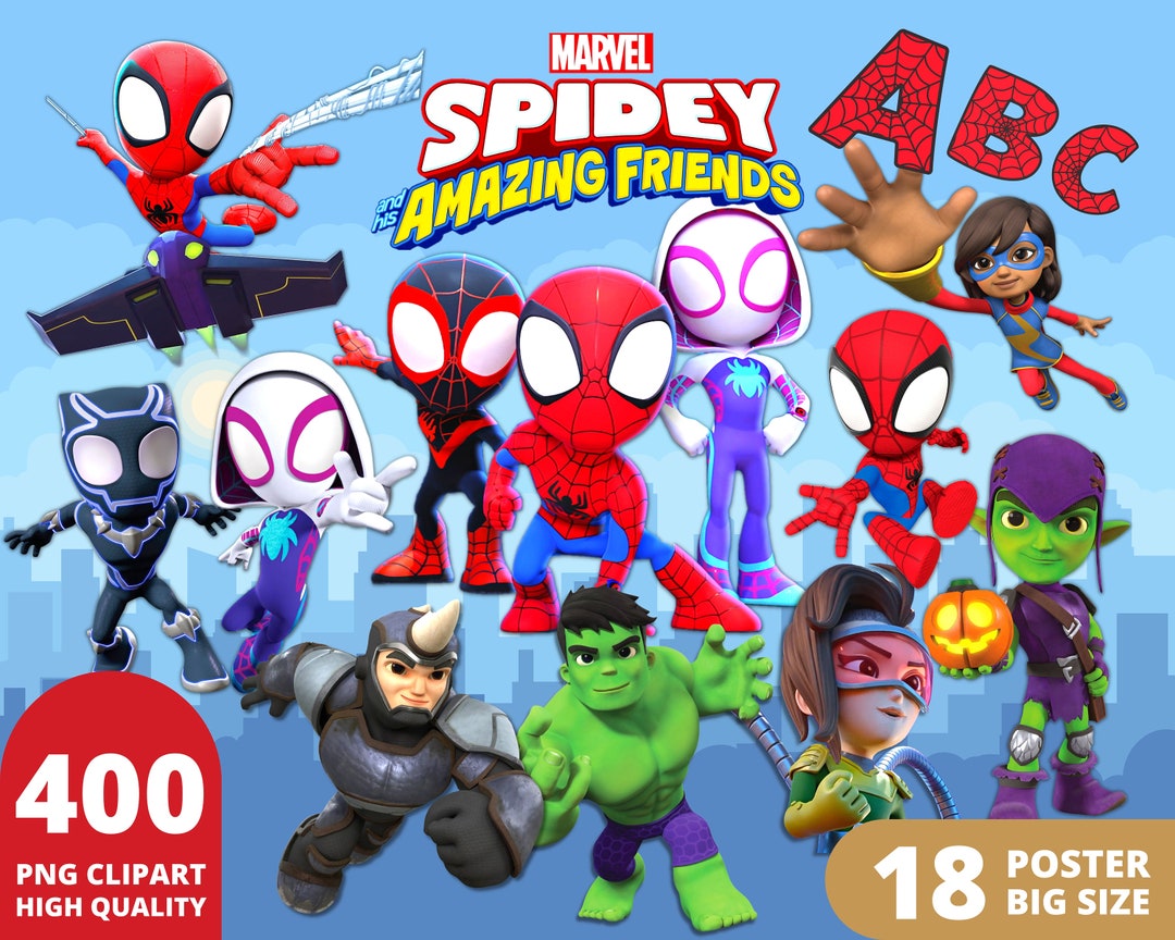 Spidey and His Amazing Friends Clipart PNG Superhero Spidey - Etsy