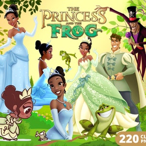 Princess and the Frog Digital Papers, Tiana Clipart PNG, Princess PNG ...