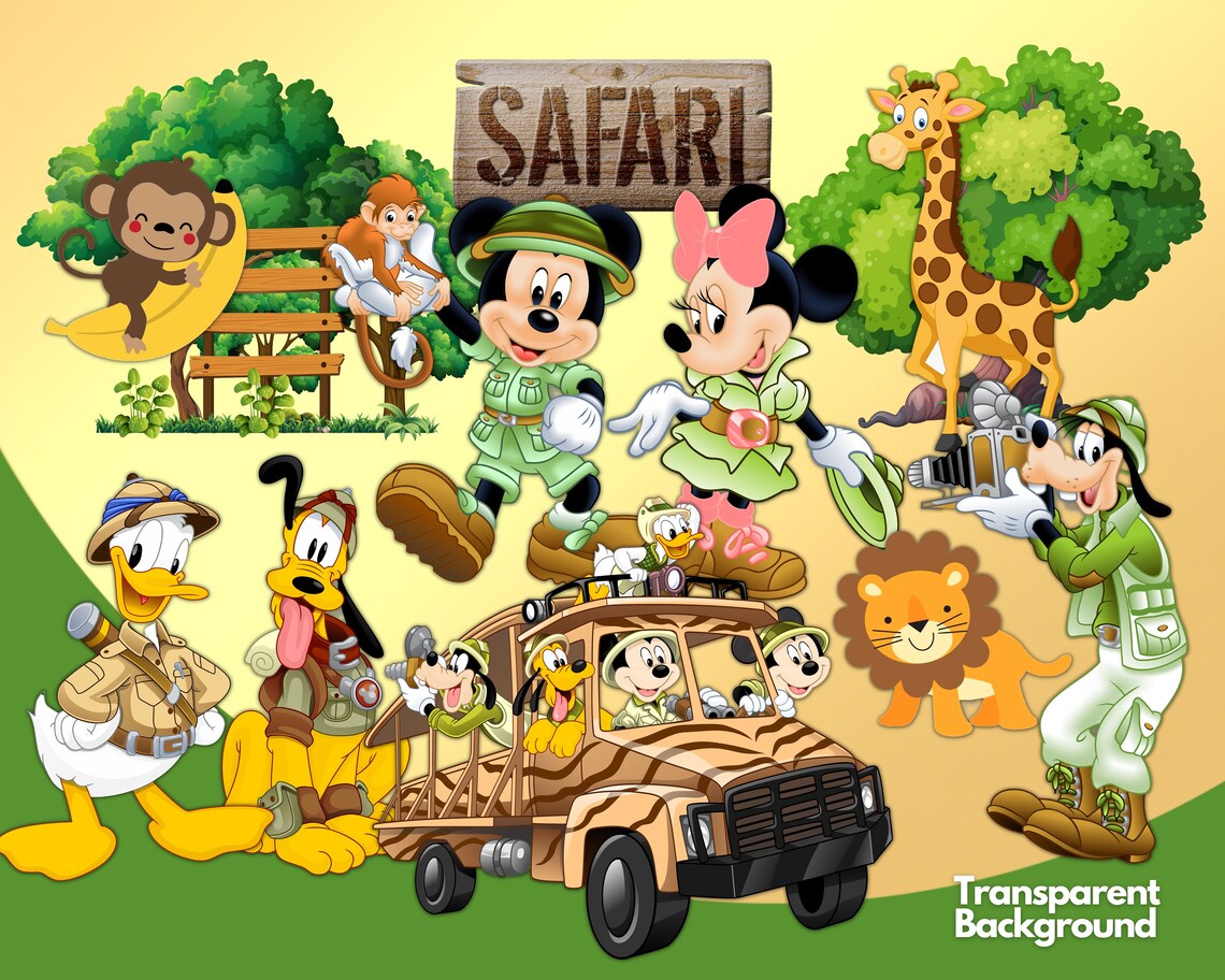 Mickey Safari Clipart PNG, Safari Mickey PNG, Jungle Mickey Stickers ...